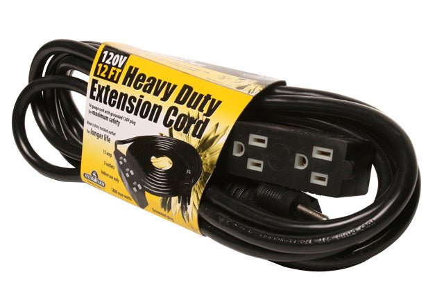 Heavy Duty Extension Cord, 120V, 12' - Gardin Warehouse